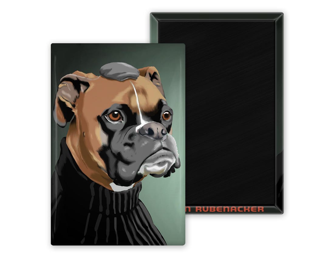 Boxer Dressed Dog Art Magnet, Boxer Dog Breed Gift, Kitchen Magnet of a ...