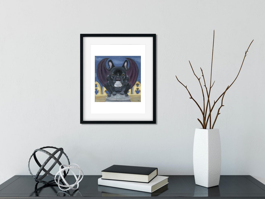 French Bulldog Gift, Frenchie Gargoyle Dog Art PRINT, French Bulldog ...