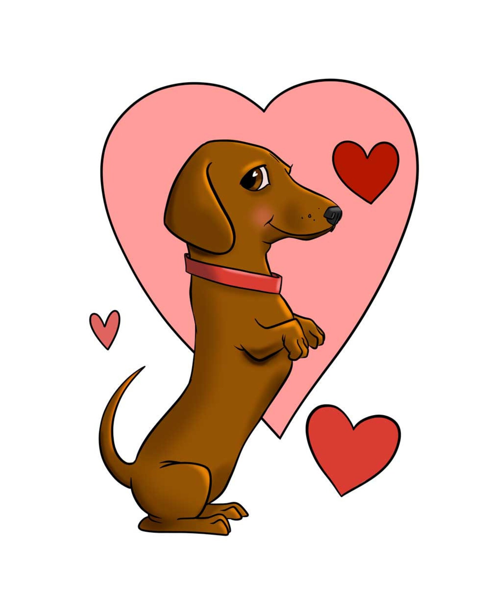 Dachshund Hearts Gift Dachshund Valentine Dog Art Print Love - Etsy
