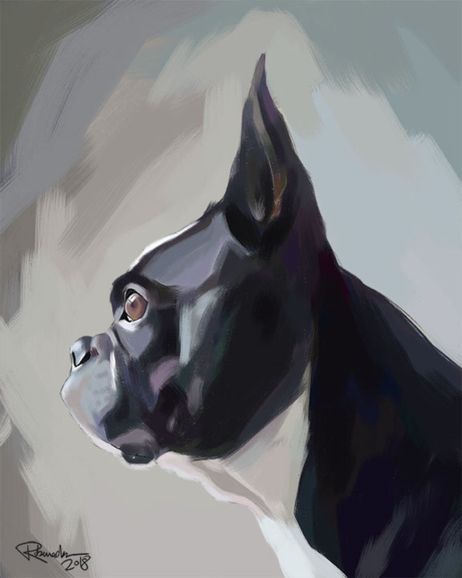 Boston Terrier Dog Art Print Boston Terrier Gift Boston - Etsy