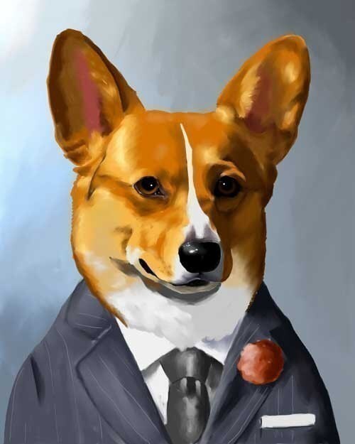 Corgi gift Well-Dressed Welsh Corgi Print Corgi wall art | Etsy