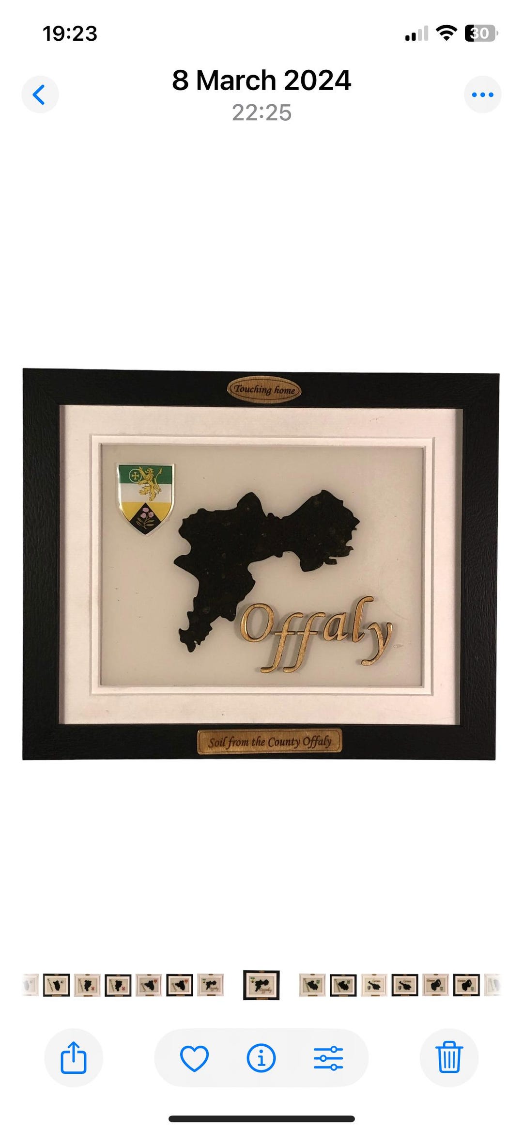 Irish Gift ,county Offaly Shape With Authentic Offaly Soil Encased ...