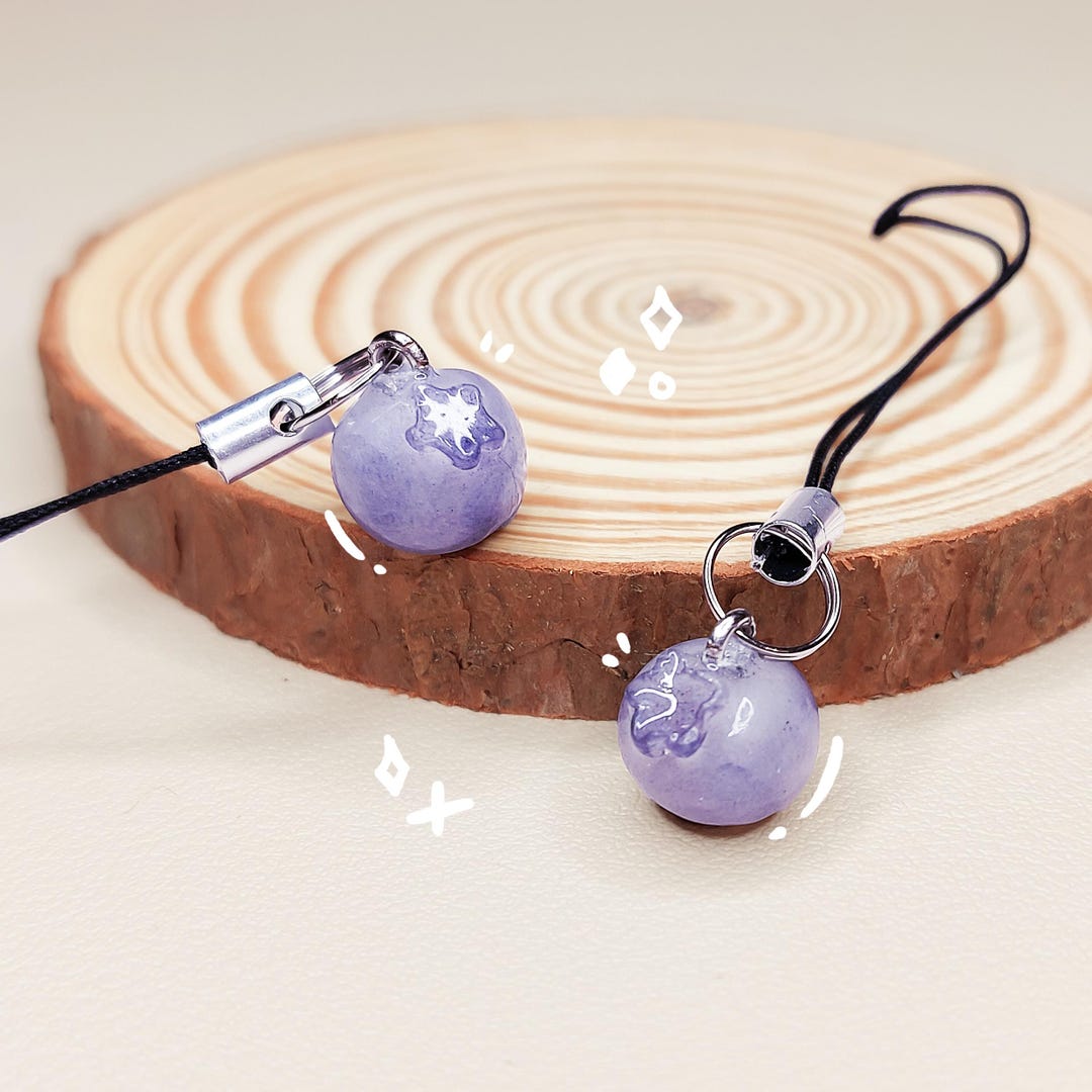 Handmade Blueberry Charm Cute Polymer Clay Keychain Gift for Friends ...