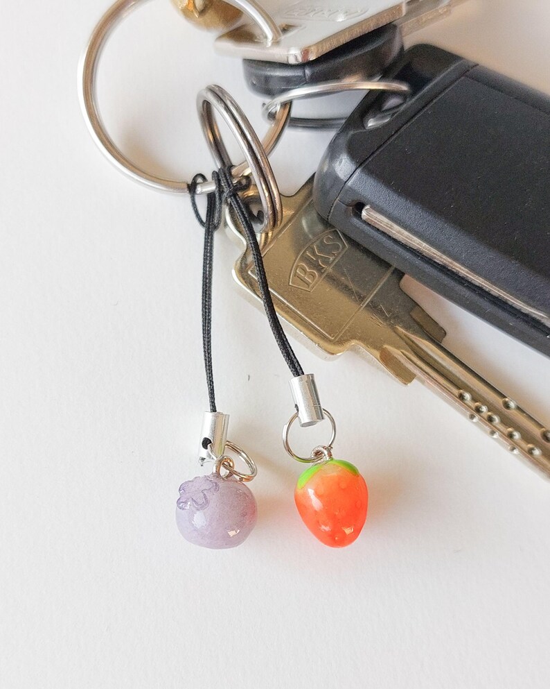 Handmade Blueberry Charm Cute Polymer Clay Keychain Gift for Friends ...