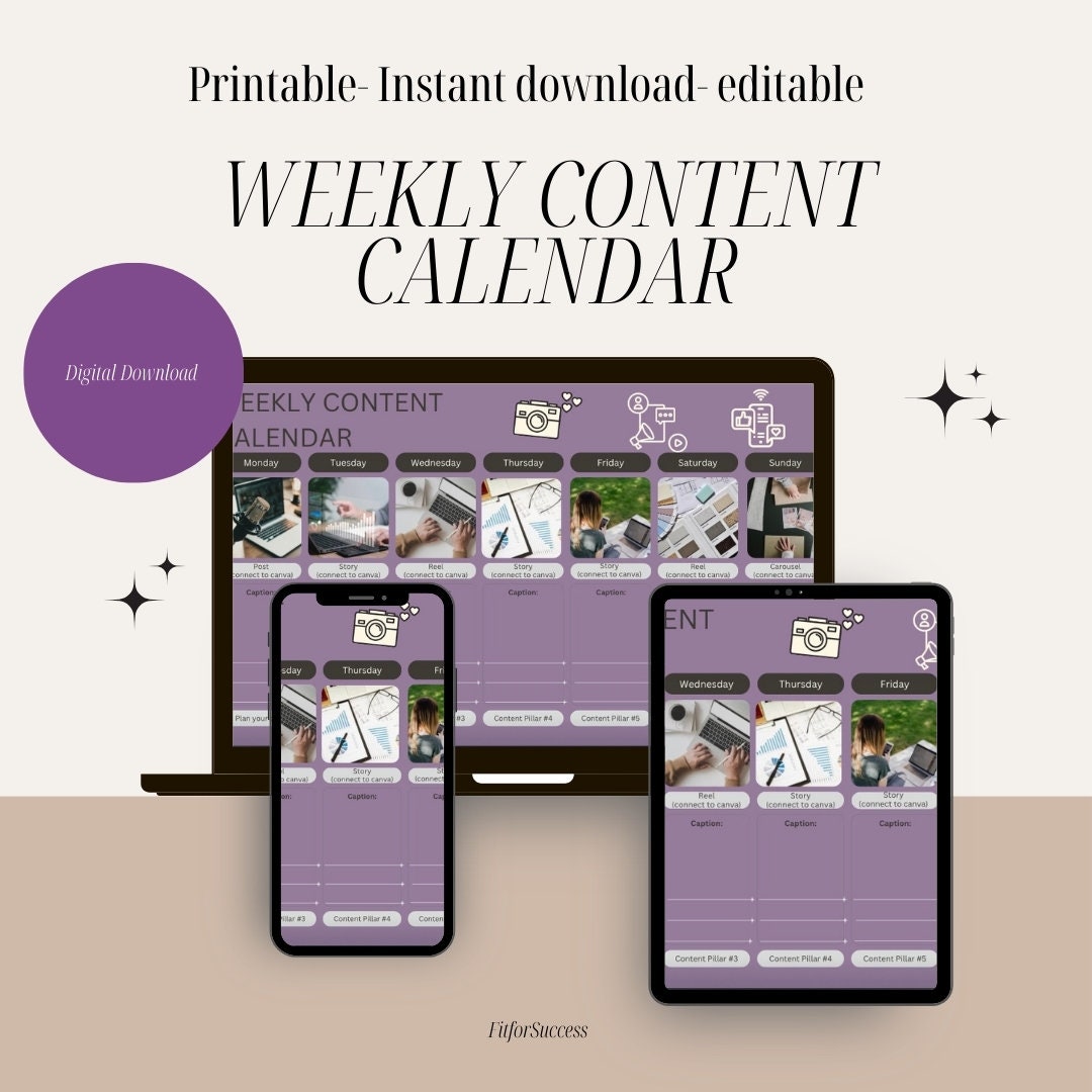 Weekly Calendar Editable in Canva - Etsy