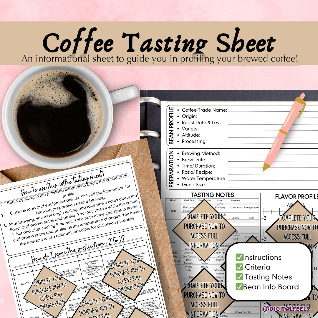 Coffee Tasting Guide Sheet Elevate Your Coffee Experience Tasting Notes ...
