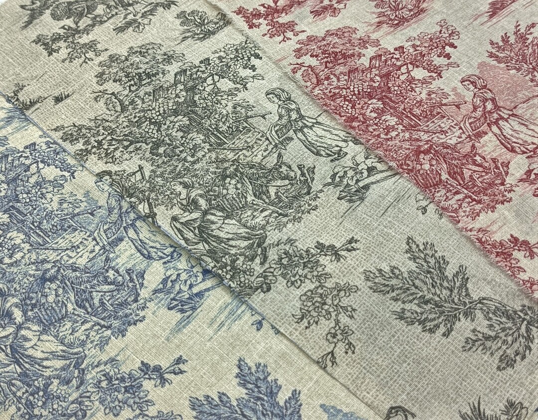 Toile De Jouy Cotton Sample Piece French Pastoral Scene Oeko Tex A4 ...