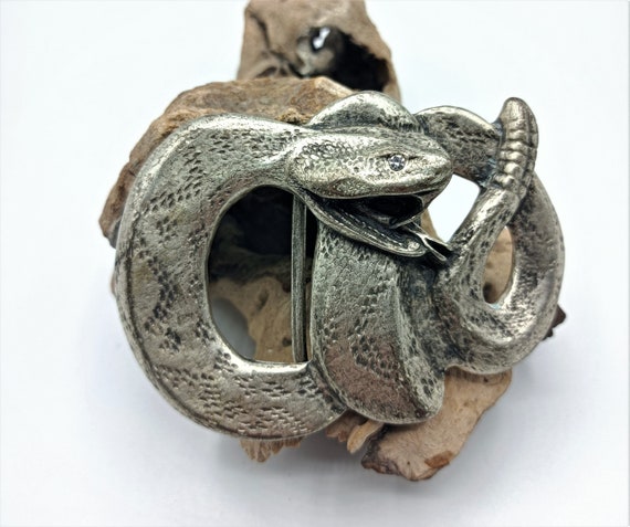 Vintage Coiled Rattlesnake Belt Buckle - Made in Ita… - Gem