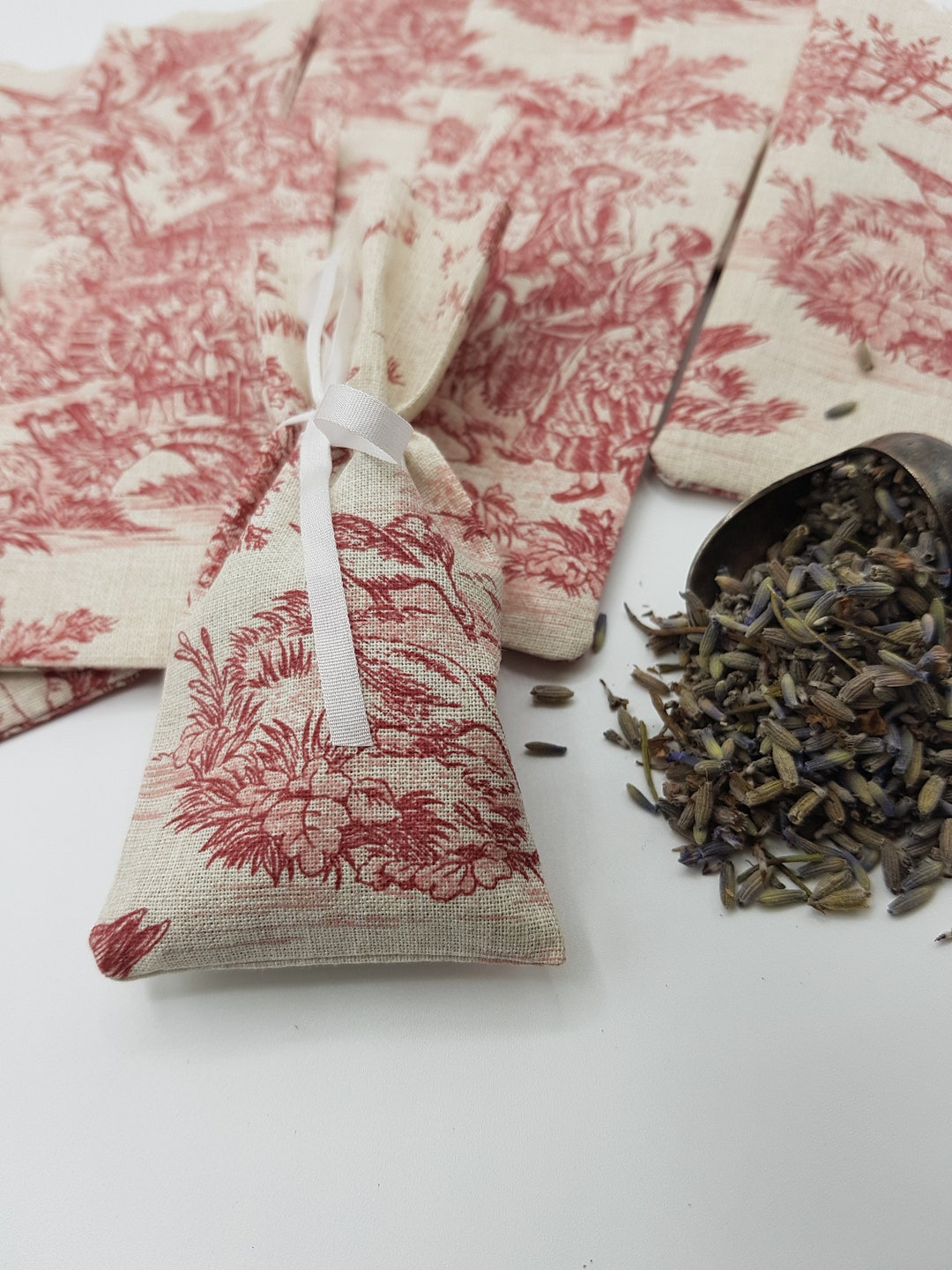 Mini Sachets - Red Toile De Jouy - French Country Pastoral Scene ...