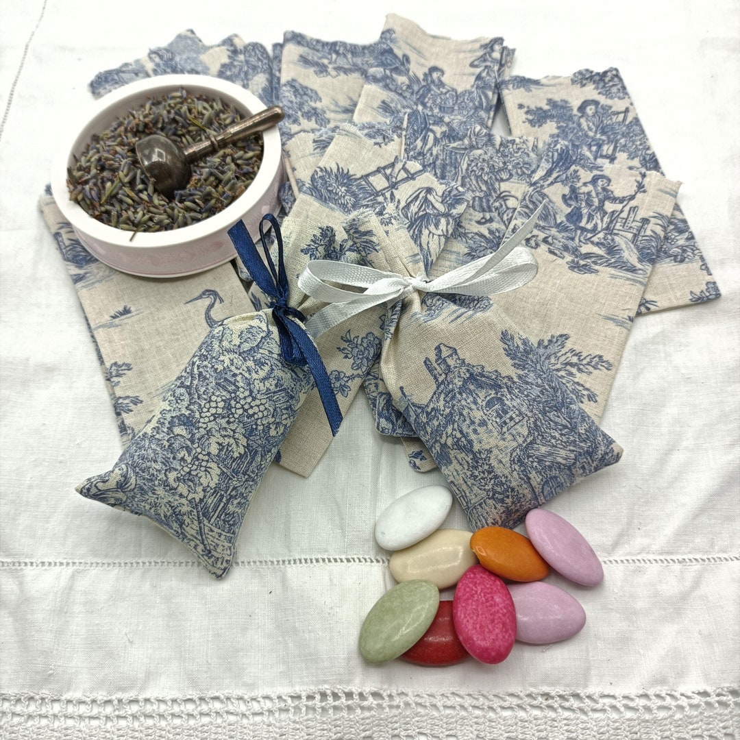Mini Sachets - Blue Toile De Jouy -cotton -french Country Pastoral ...