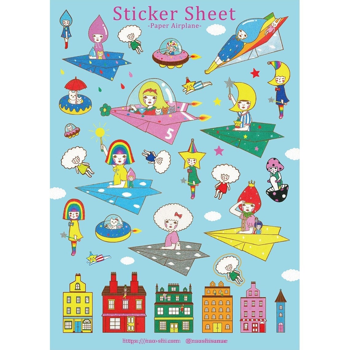 Sticker Sheet paper Airplane | Etsy