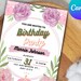 Editable Pink Roses Birthday Invitation | Ladies Birthday Invite | Pink ...
