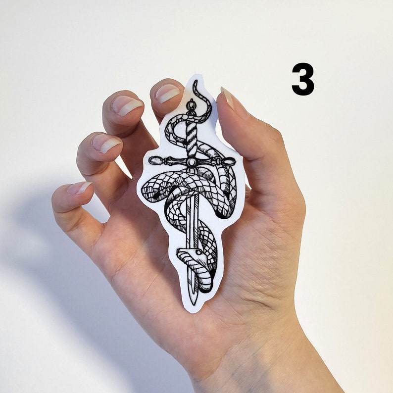 Flower Sward Sticker Set 1-4 Tattoo Inspired Sward Handdrawn Flower ...