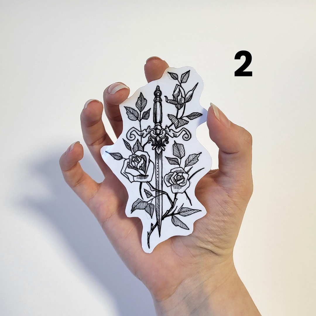 Dark Aesthetic Sticker Black and White Flower Sward Snake Rose Indie ...