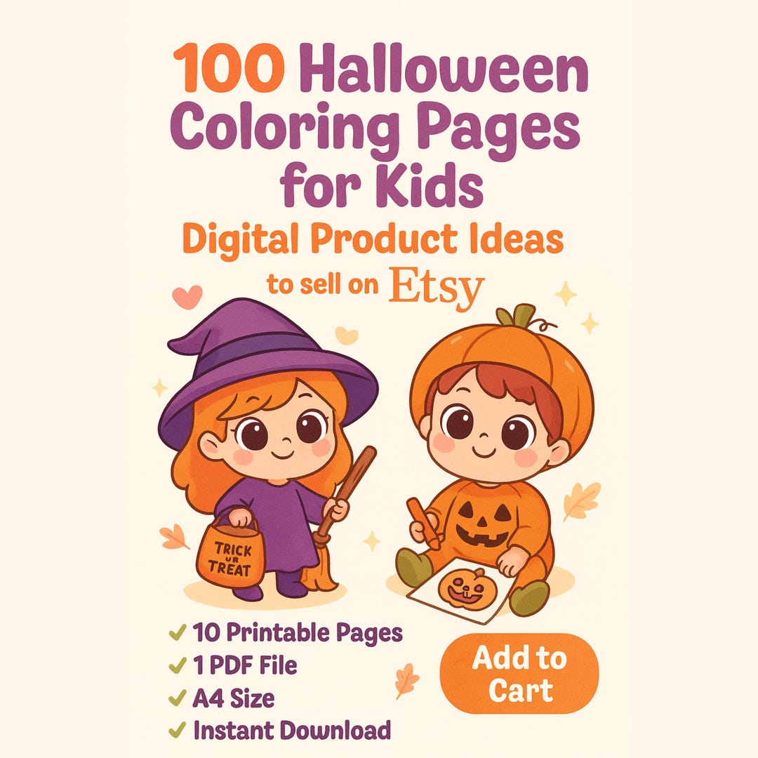 100 Halloween Coloring Pages for Kids | Digital Product Ideas | 10 ...