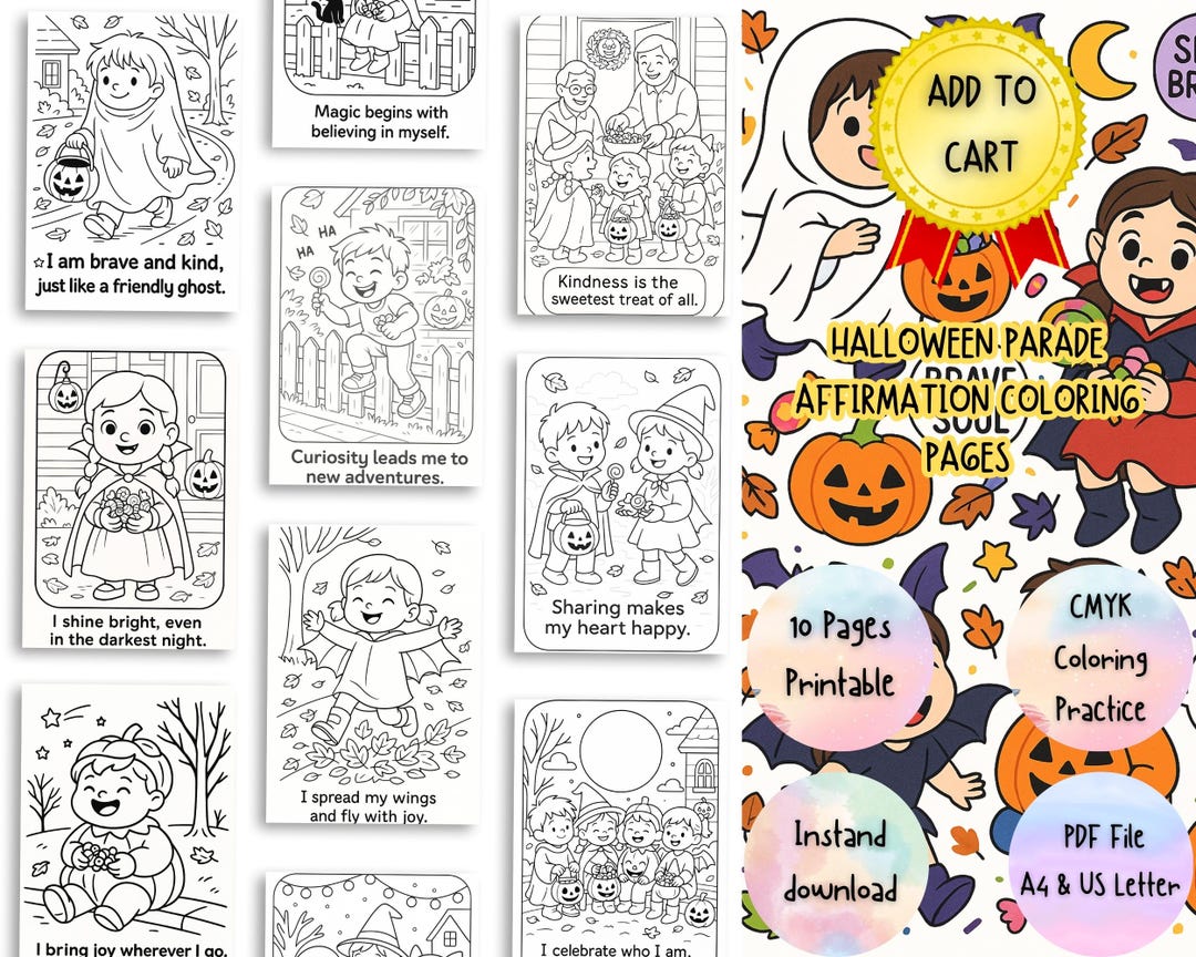 Halloween Parade Affirmation Coloring Pages for Kids – Printable Cute ...