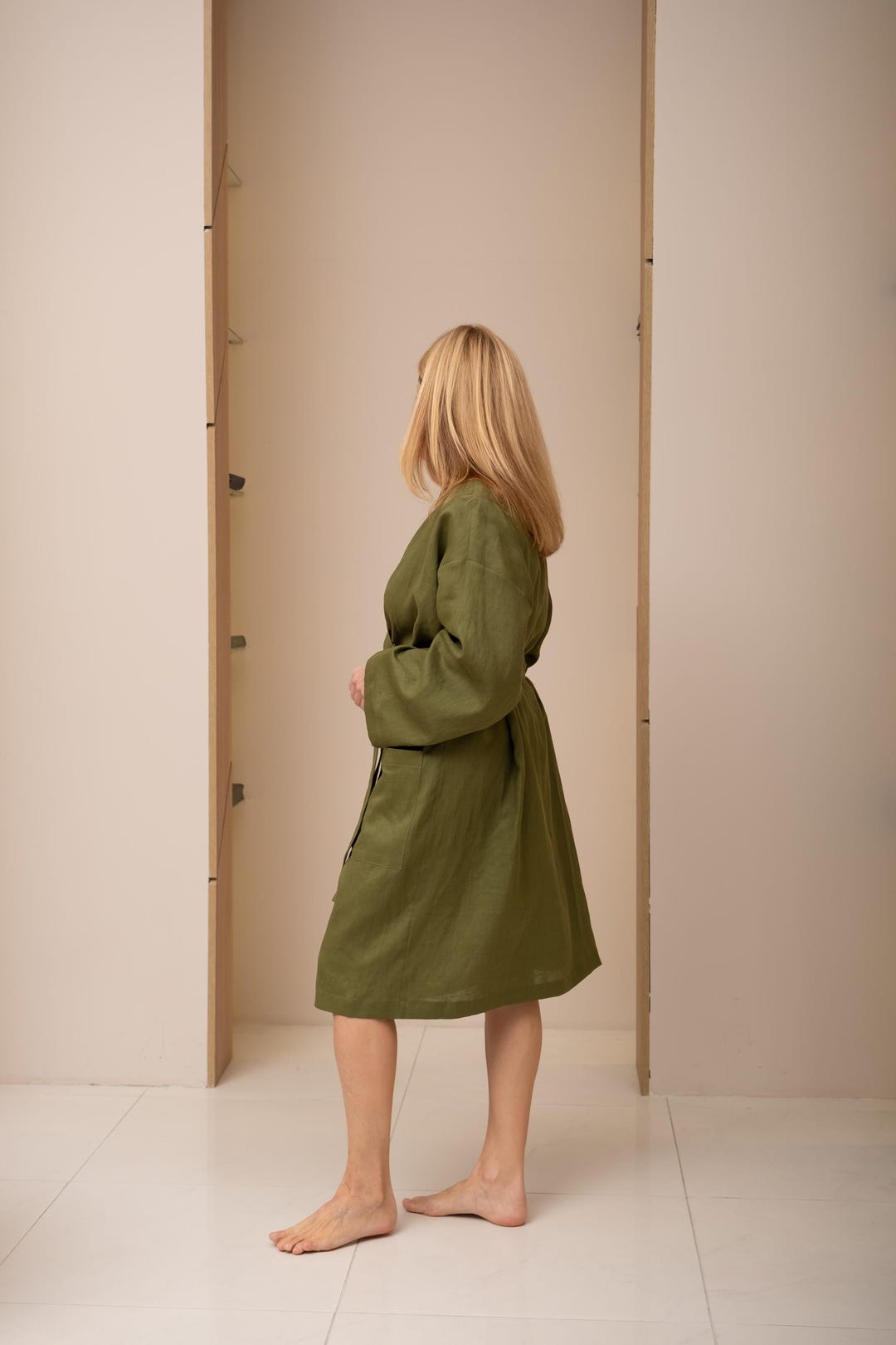 Oversize Haki Woman Jacket, Linen Street Clothing, Linen Kimono, Boho ...