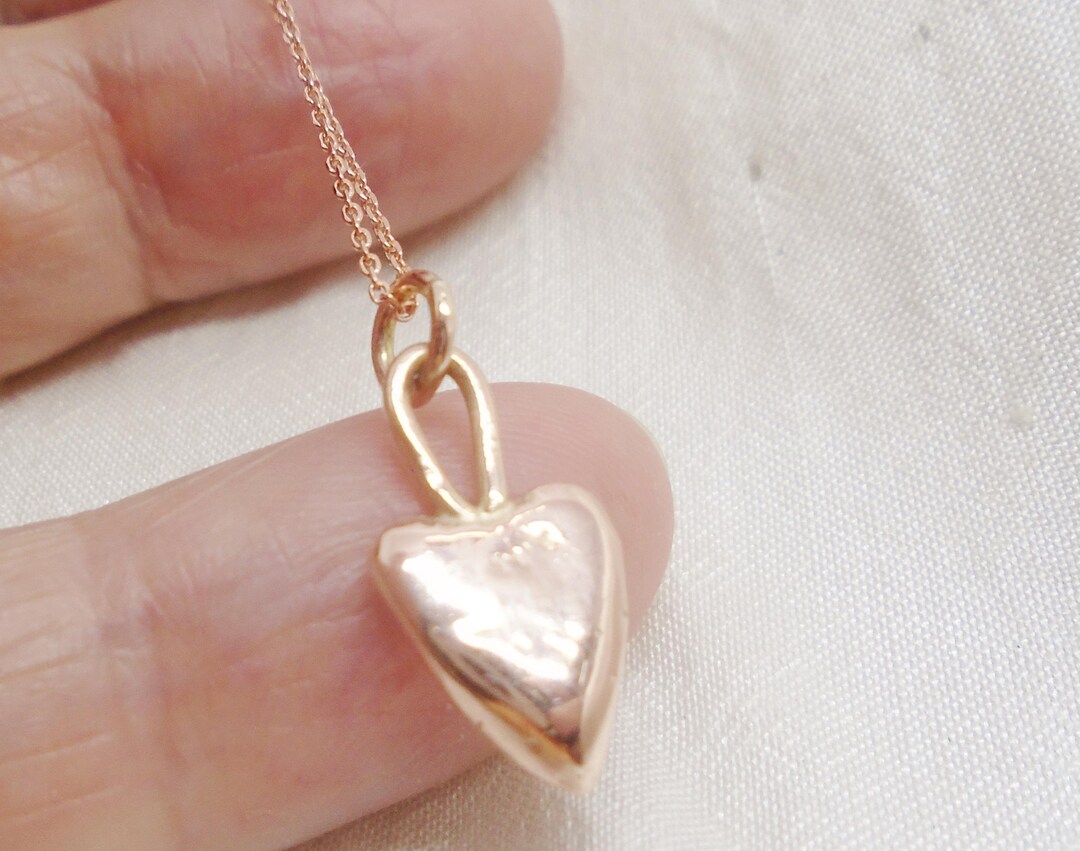 Handmade 9ct Rose Gold Smooth Heart Pendant, Upcycled Gold Heart ...