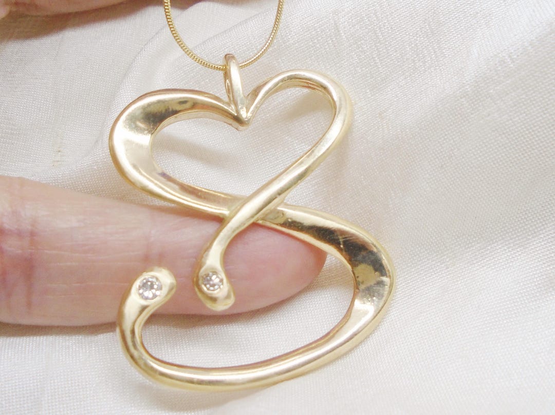 9ct Gold and Diamond Sassy Heart Pendant, Handmade Diamond Logo ...