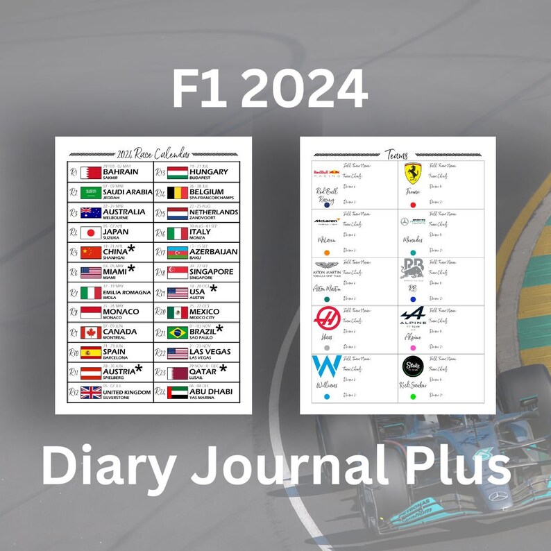 F1 2024 Race Diary Journal Plus - Etsy Australia
