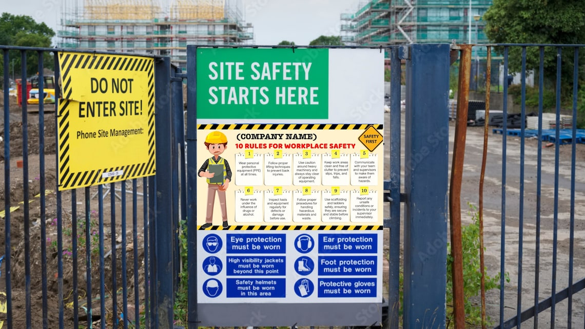 Workplace Site Safety Rules Template | Editable PPT File | HR Template | Signage | Safety ...
