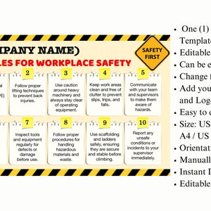 Workplace Site Safety Rules Template | Editable PPT File | HR Template ...