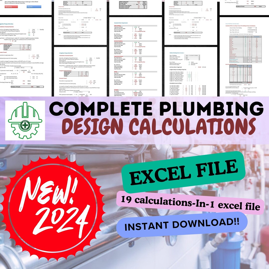 Complete Plumbing Design Calculation Template Construction Engineering ...