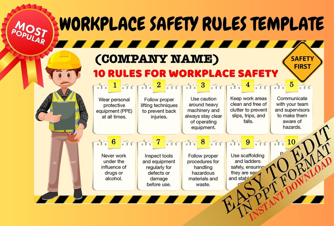Workplace Site Safety Rules Template | Editable PPT File | HR Template ...