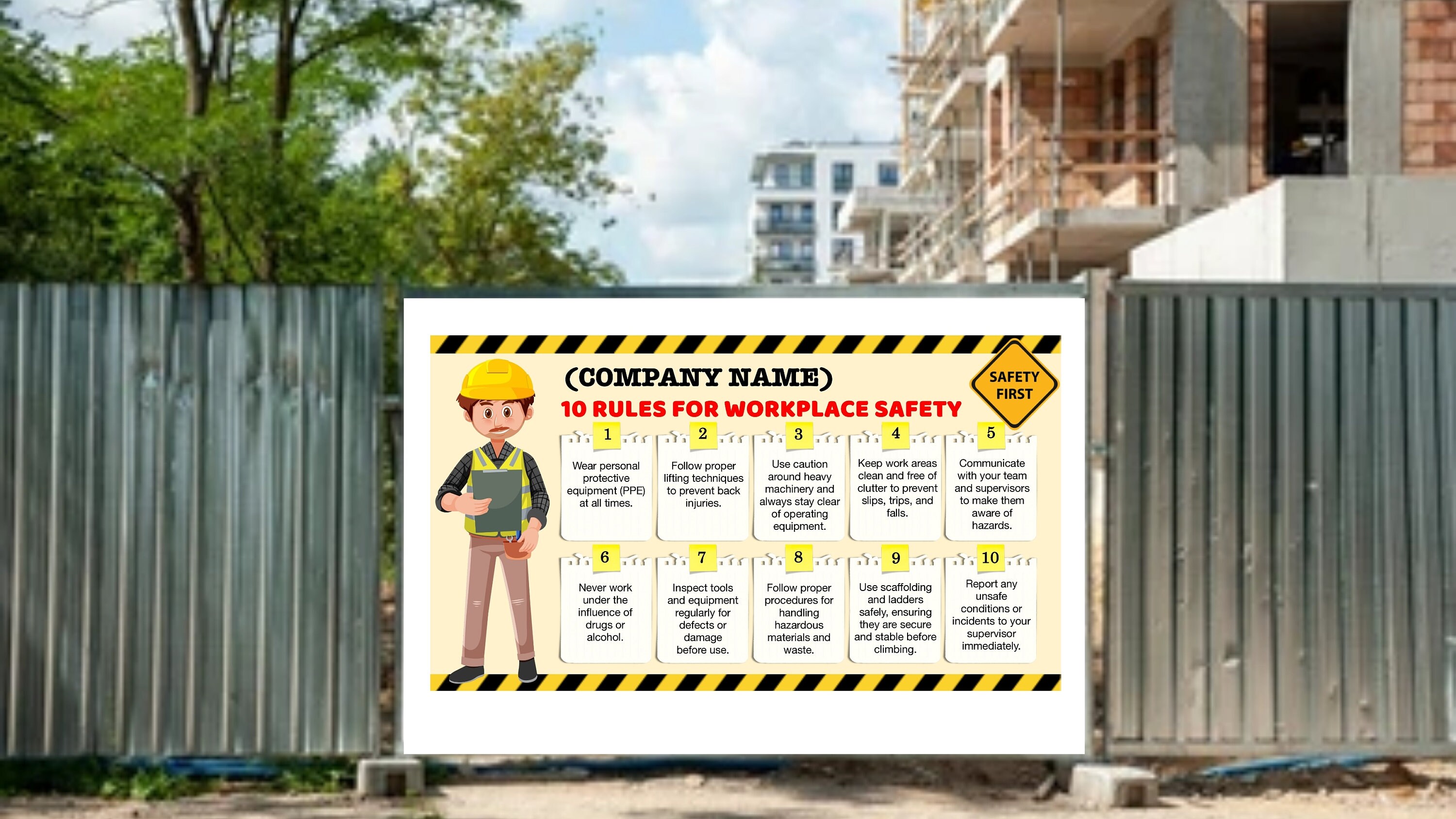 Workplace Site Safety Rules Template | Editable PPT File | HR Template ...