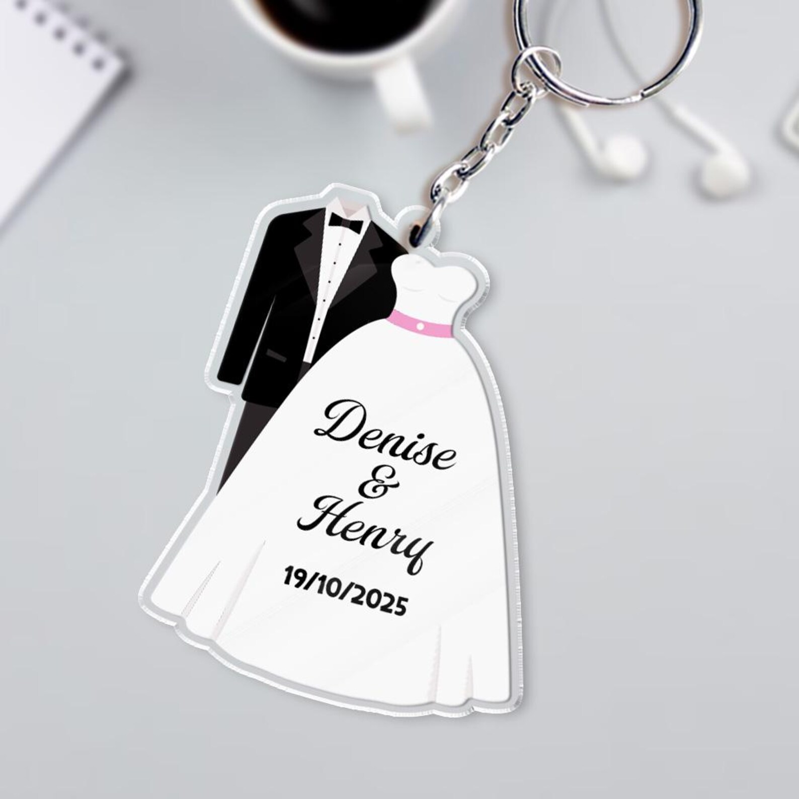 Wedding Couple Keychain, Personalized Bride & Groom Gift, Custom Name ...