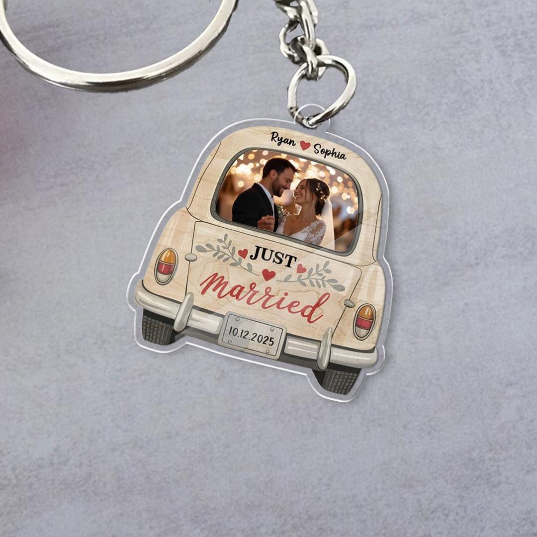 Personalized Just Married Keychain, Custom Wedding Car Key Ring ...