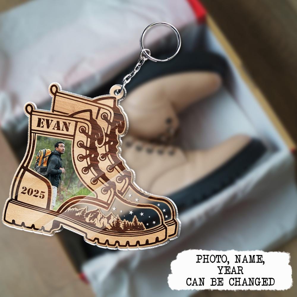 Personalized Hiking Boot Keychain: Engraved Mountain Camping Gift - Etsy