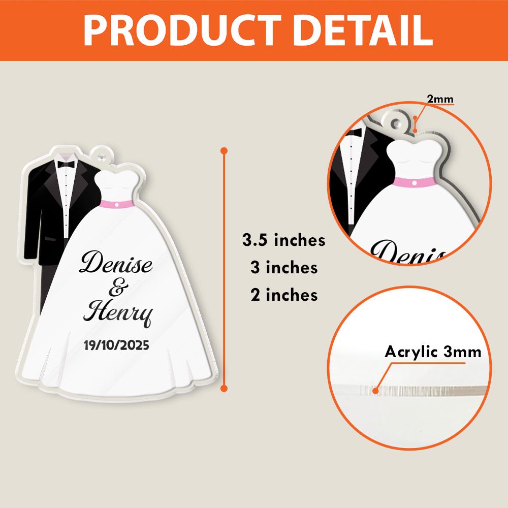 Wedding Couple Keychain, Personalized Bride & Groom Gift, Custom Name ...