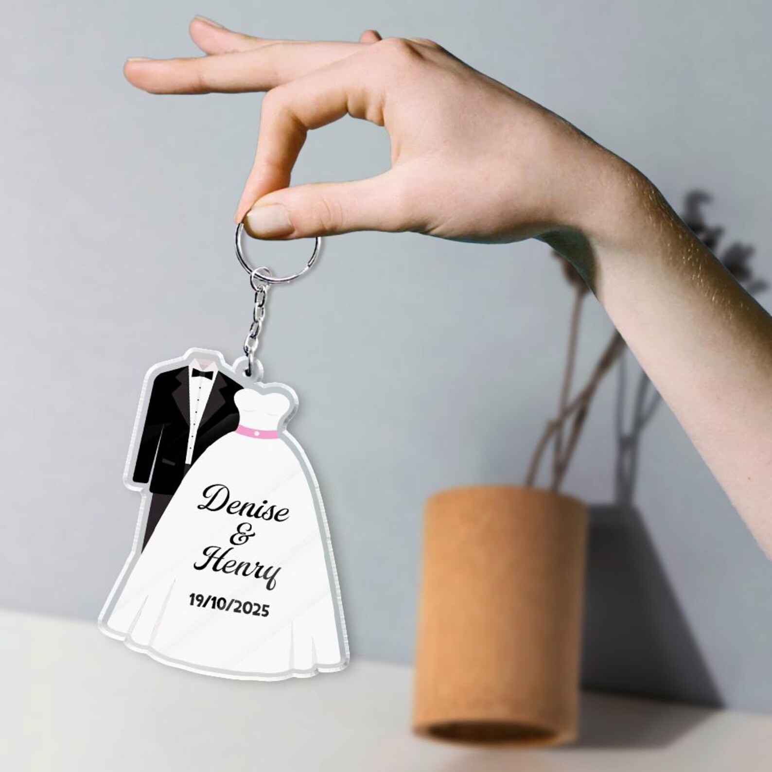 Wedding Couple Keychain, Personalized Bride & Groom Gift, Custom Name ...