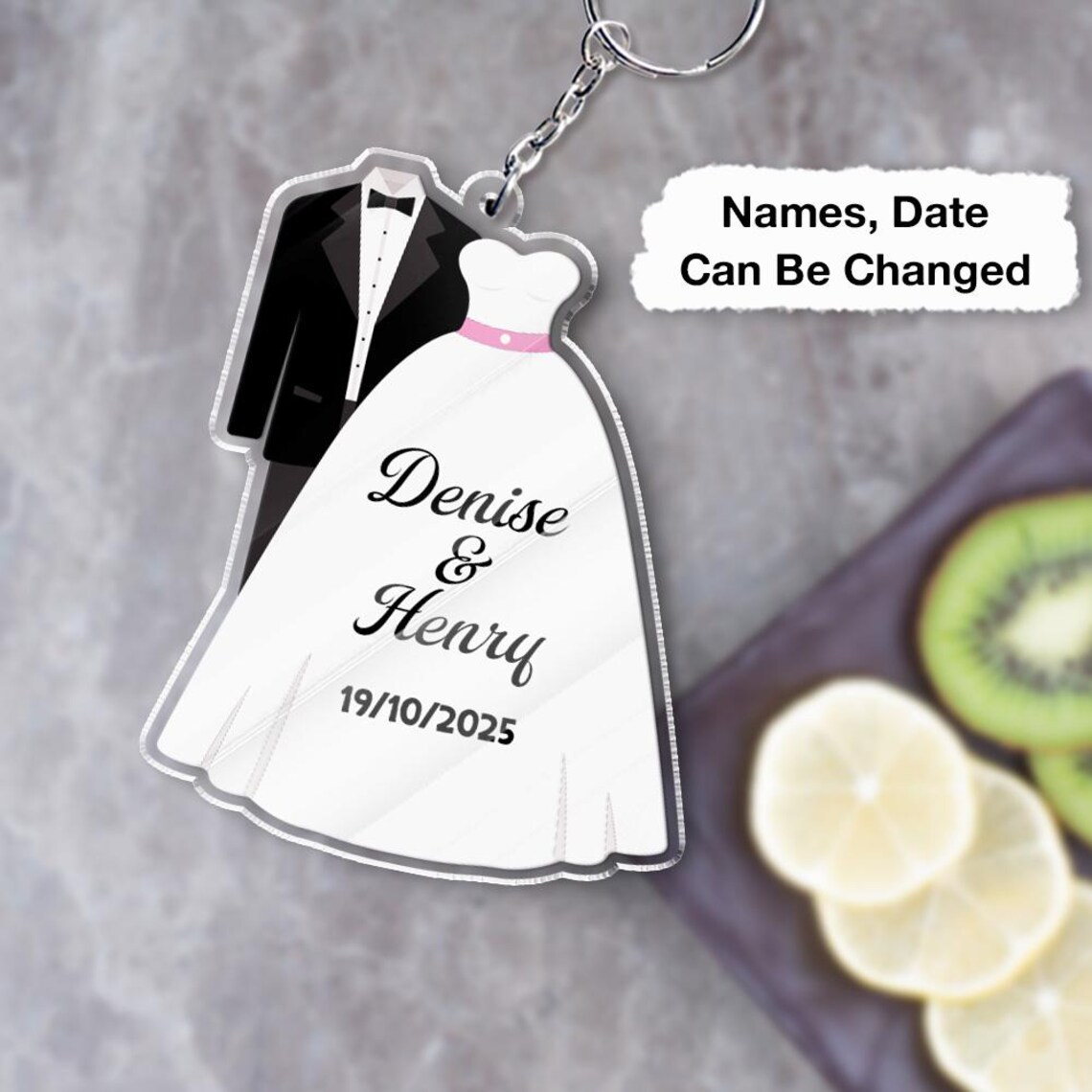 Wedding Couple Keychain, Personalized Bride & Groom Gift, Custom Name ...