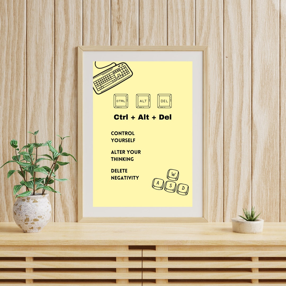 Ctrl Alt Del Controller Motivational Quote Keyboard Wall Art Keyboard ...