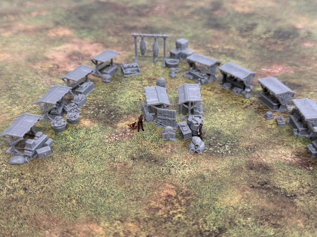 N Scale (1:160) Model Medieval Market Stalls for 6mm 8mm Wargames ...