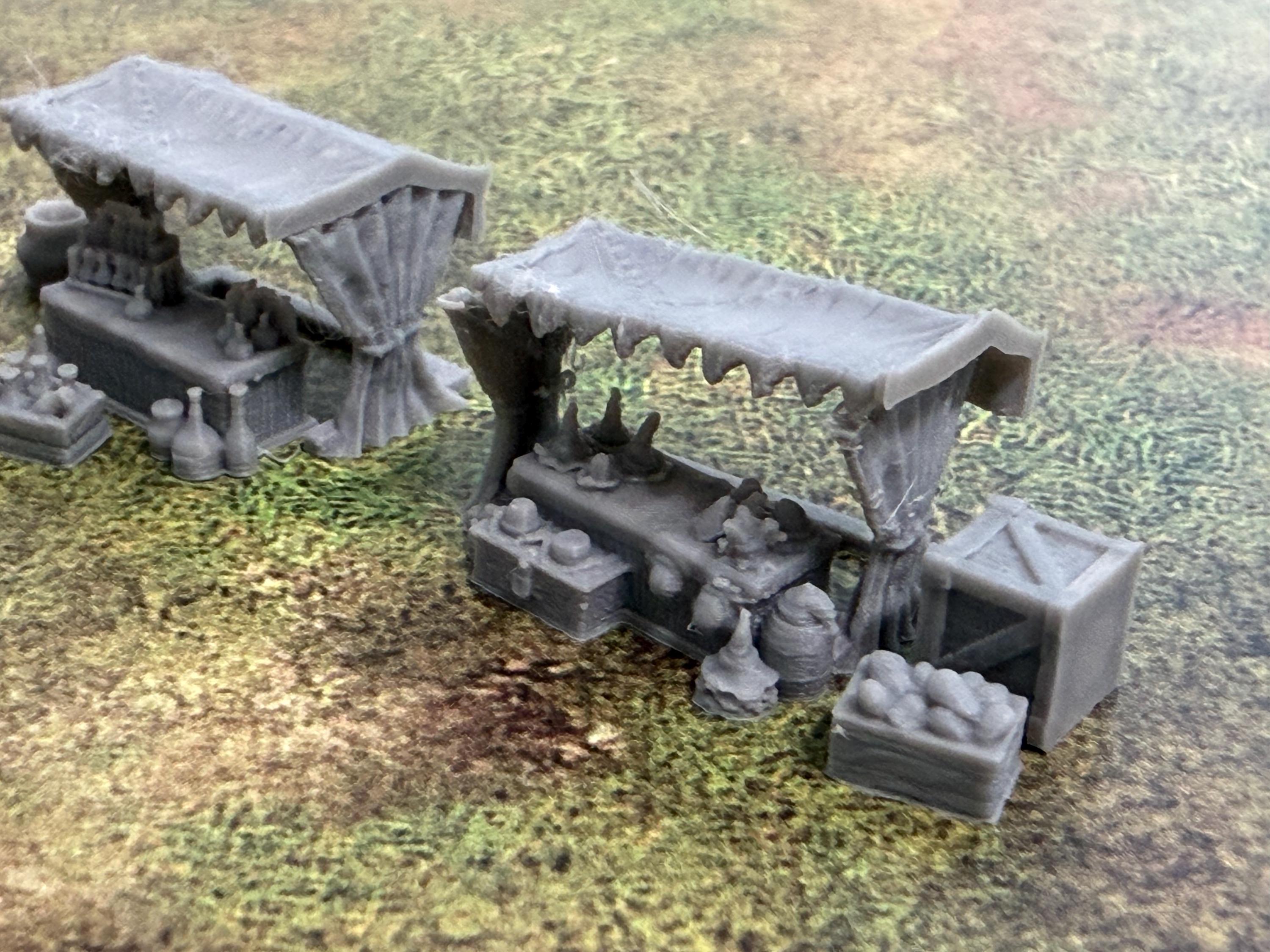 N Scale (1:160) Model Medieval Market Stalls for 6mm 8mm Wargames ...