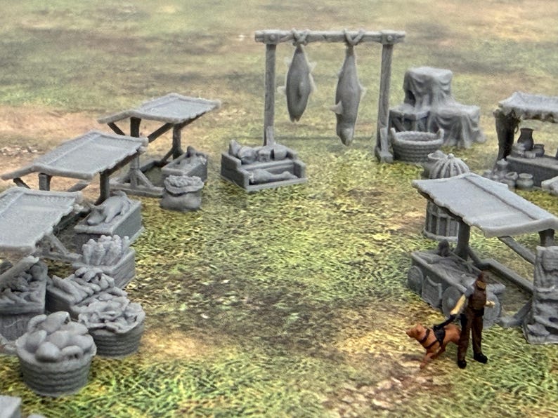 N Scale (1:160) Model Medieval Market Stalls for 6mm 8mm Wargames ...