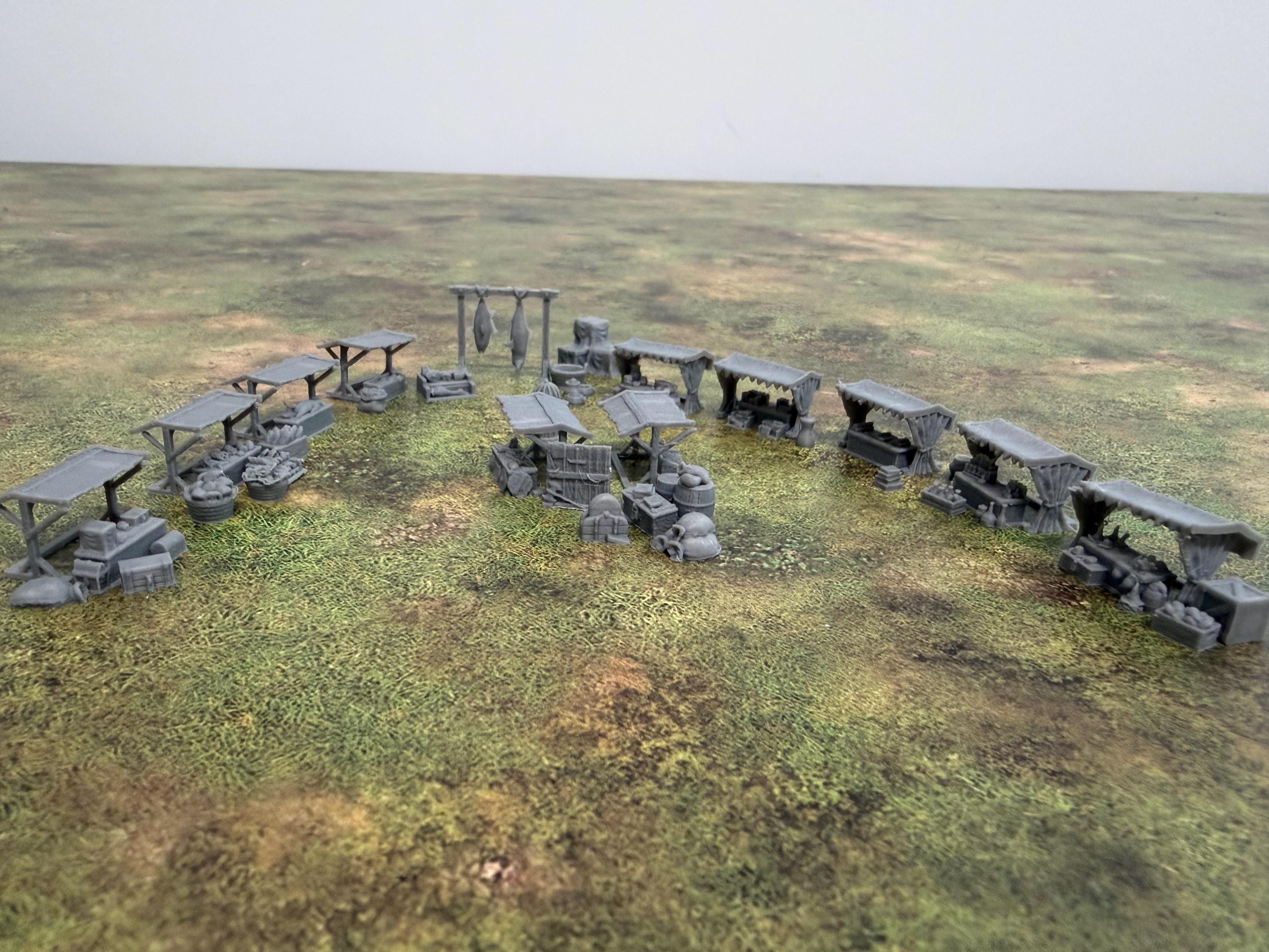 N Scale (1:160) Model Medieval Market Stalls for 6mm 8mm Wargames ...