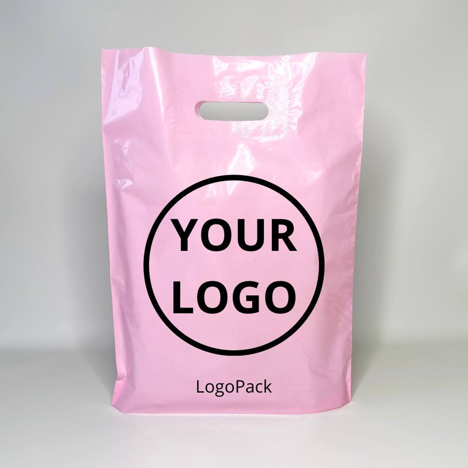 Pink Custom Logo Shopping Bags for Boutiques Custom Logo Plastic Gift ...