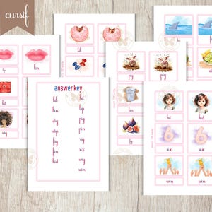CVC, Word Short I, Pink Series Montessori, Kindergarten Printable ...
