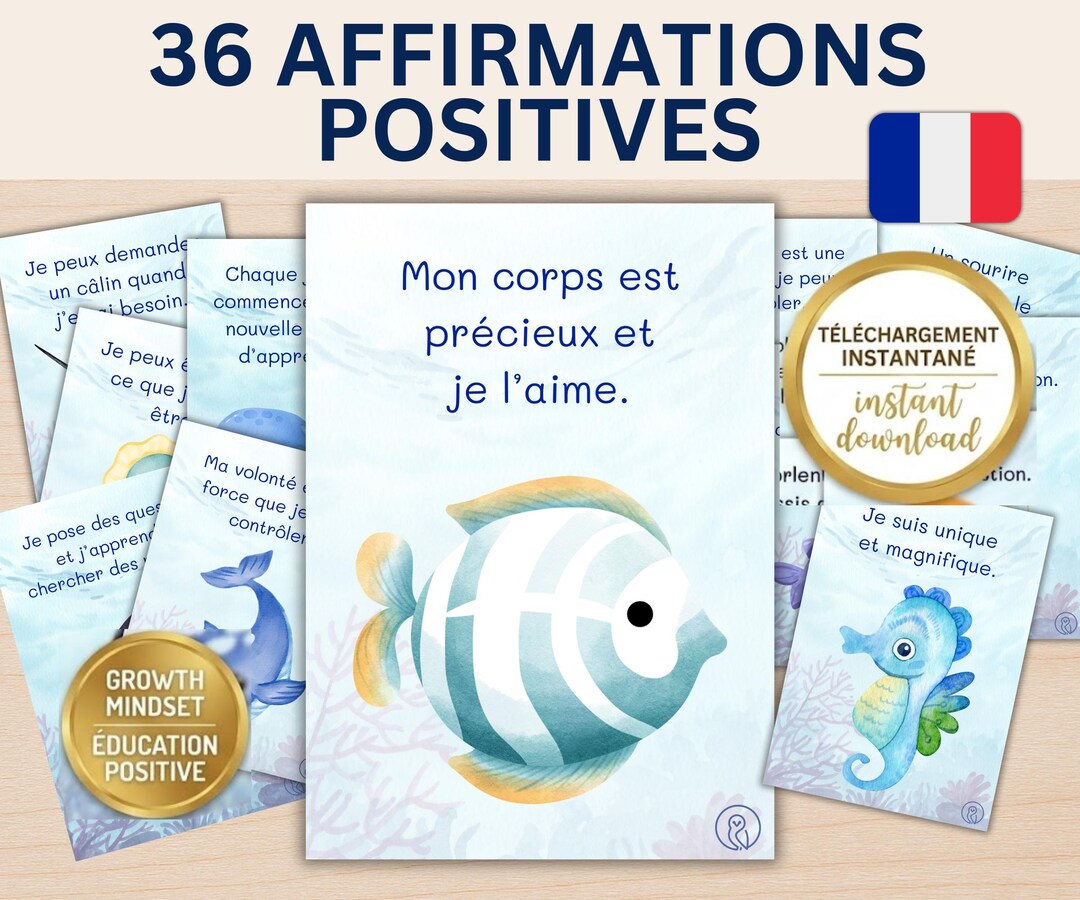 36 Positive Affirmations for Kids in French | Printable Encouragement ...