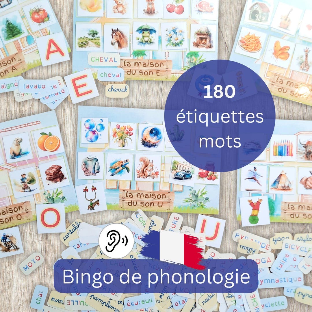 Montessori Phonology Bingo Game Vowel Sounds to Learn to Read French ...
