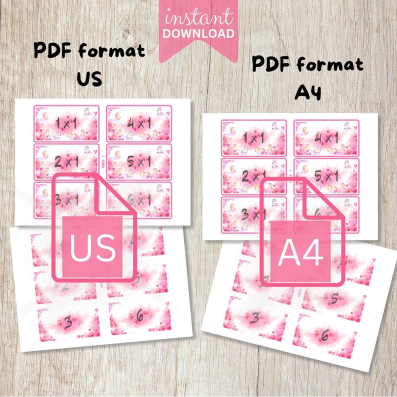 144 Illustrated Multiplication Table Cards - Girly Unicorns I ...