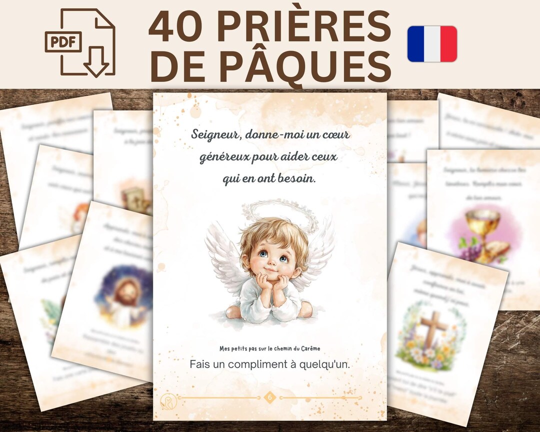 Lent Prayer Cards for Kids in French, Printable Christian Prayers ...