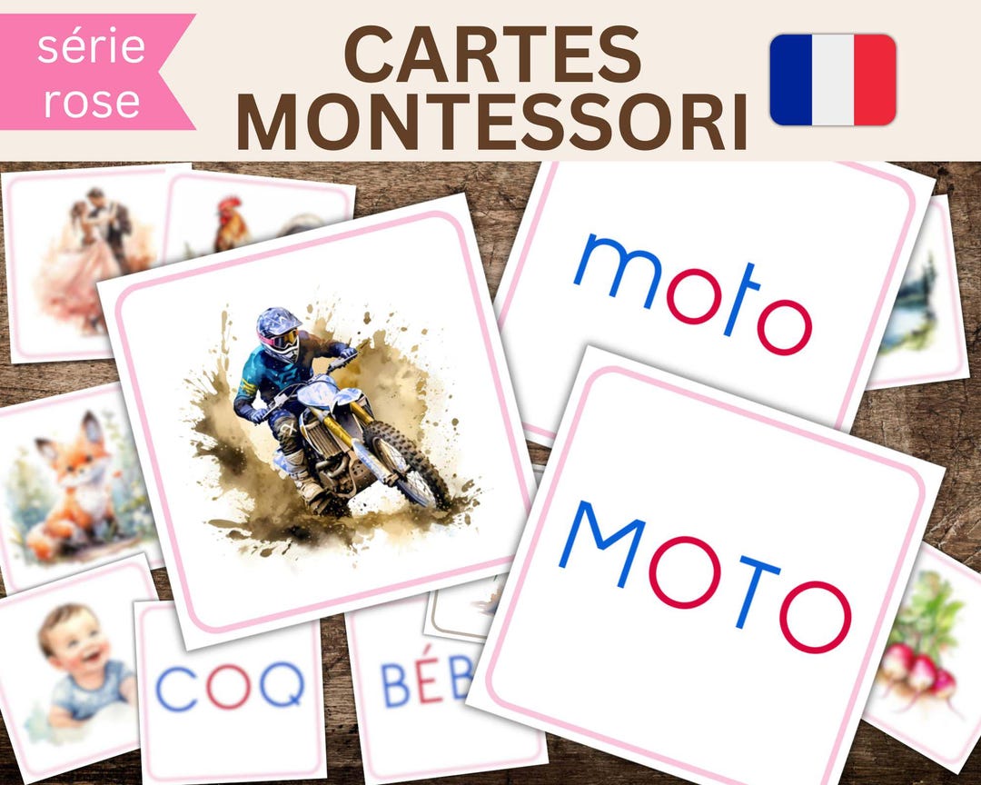 216 Montessori Rose Series Cards - Learn to Read French With Phonetic ...