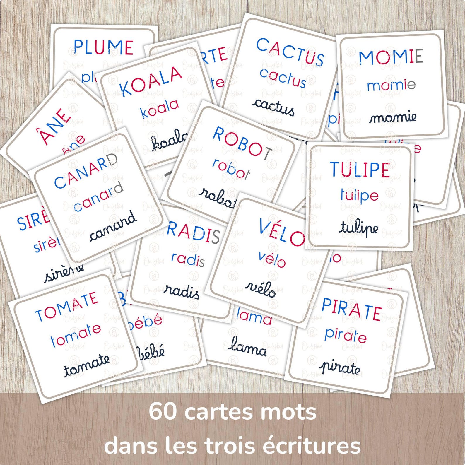 Montessori Reading Cards in French, Phonics Game, Word and Image ...