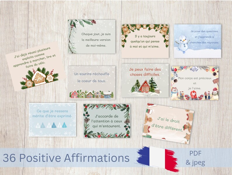 36 Positive Affirmations for Children in French | Winter I Printable ...