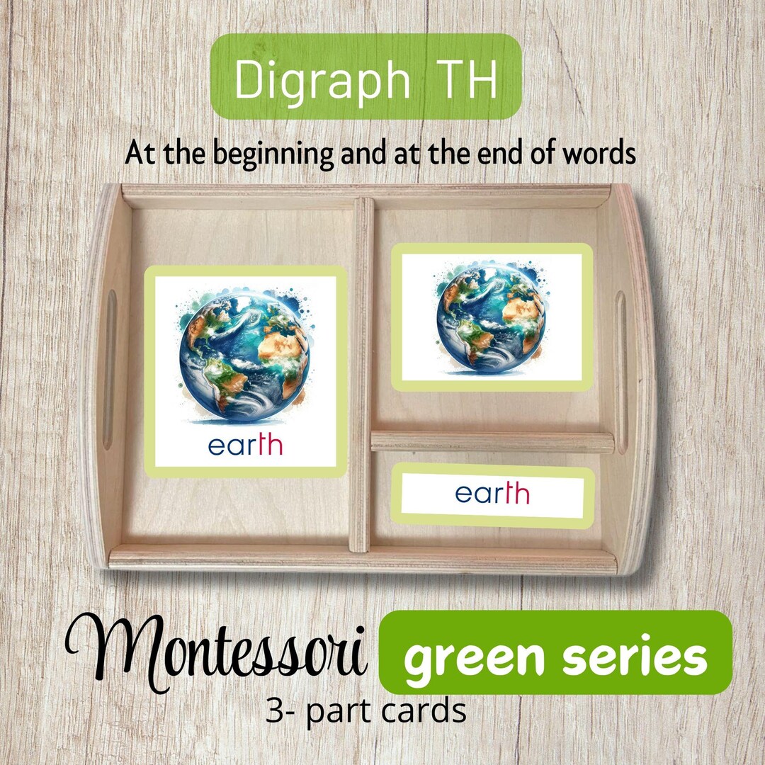 Montessori Green Series Language Cards, Learn to Read Consonant Blends ...